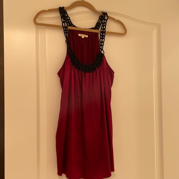 Matty M | Tops | Deep Crimson Red Tunic With Silk Cording Around The ...